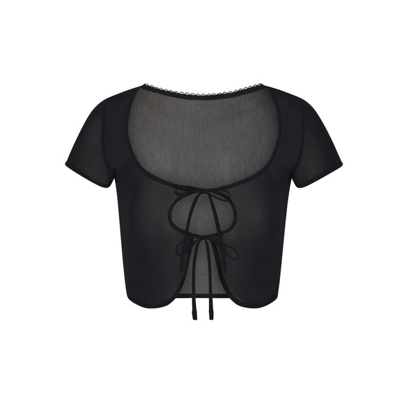 SKIMS | Tops | Skims Summer Mesh Lace Super Cropped Top Onyx | Poshmark
